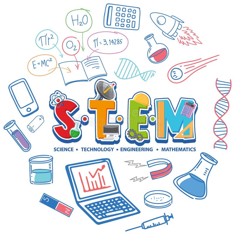 Colourful STEM Education Logo with Learning Elements Stock Vector ...