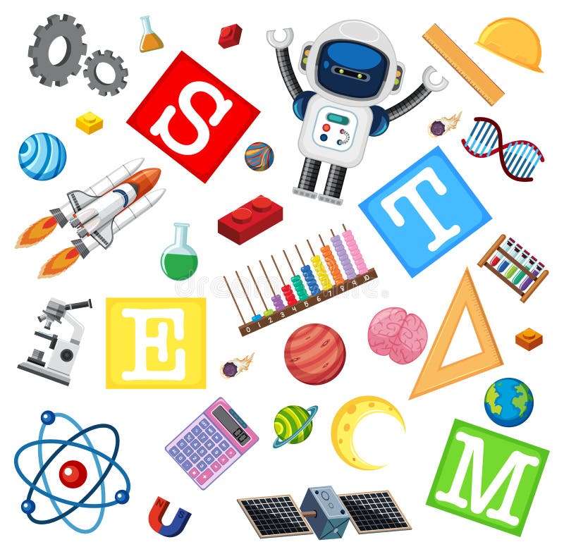 Colourful STEM Education Logo with Learning Elements Stock Vector ...