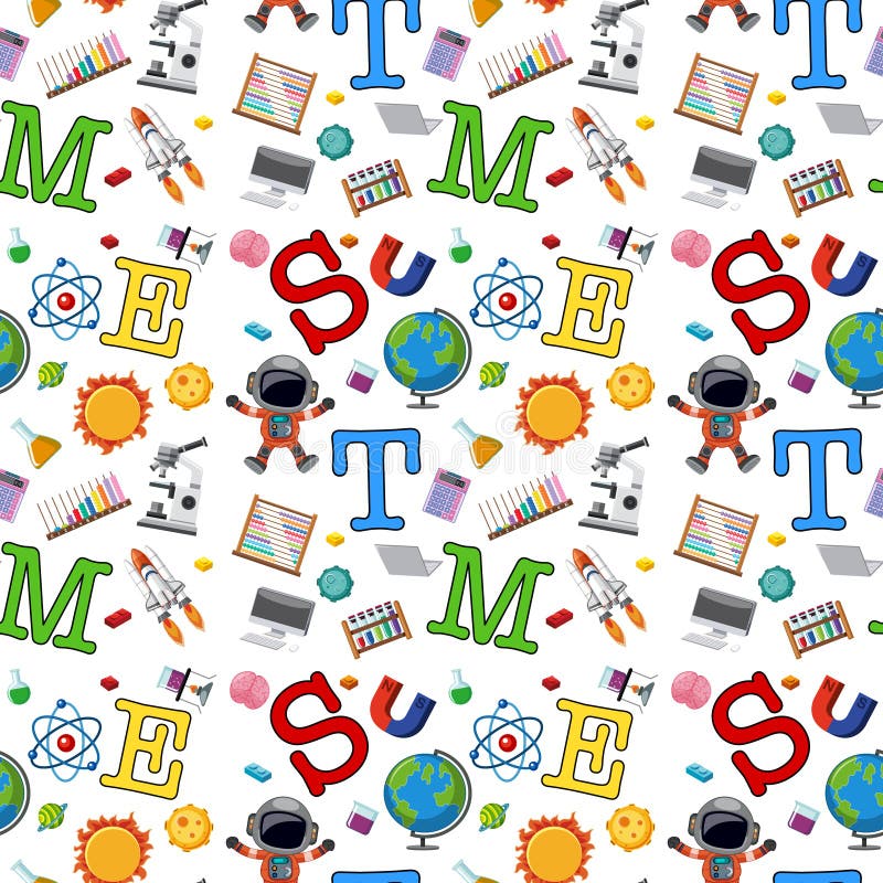 Colourful STEM Education Seamless Background Stock Vector ...