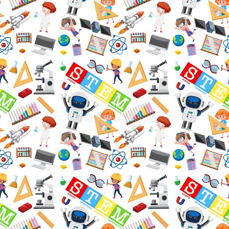 Colourful STEM Education Seamless Background Stock Vector ...