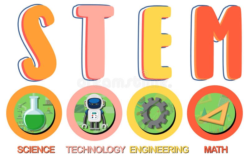 Colourful STEM Education Text Icon Stock Vector - Illustration of ...