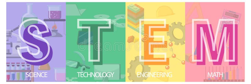 Colourful STEM Education Text Icon Stock Illustration - Illustration of ...