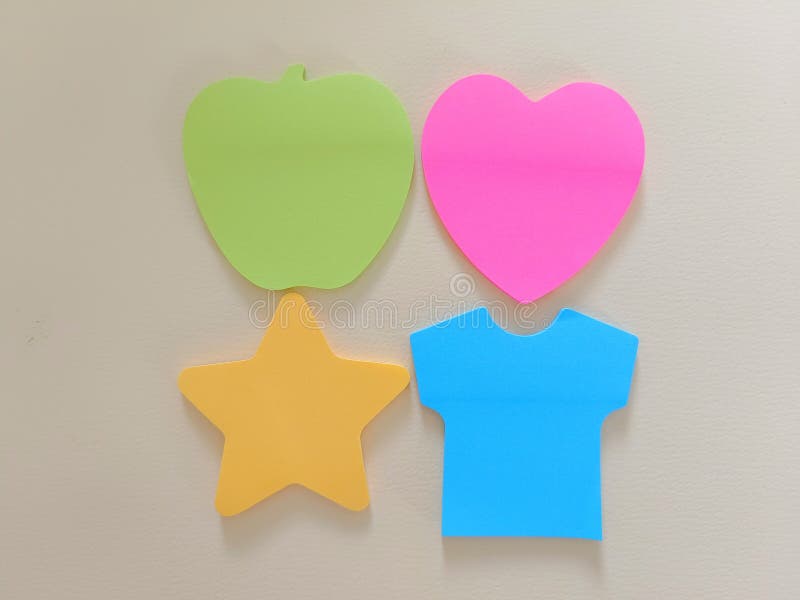 Colourful Stick on Notes in Different Colours, Shapes and Sizes Stock ...