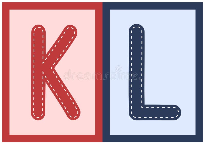 Colourful Stitched Letters Alphabet Flashcards - 9 Stock Illustration ...
