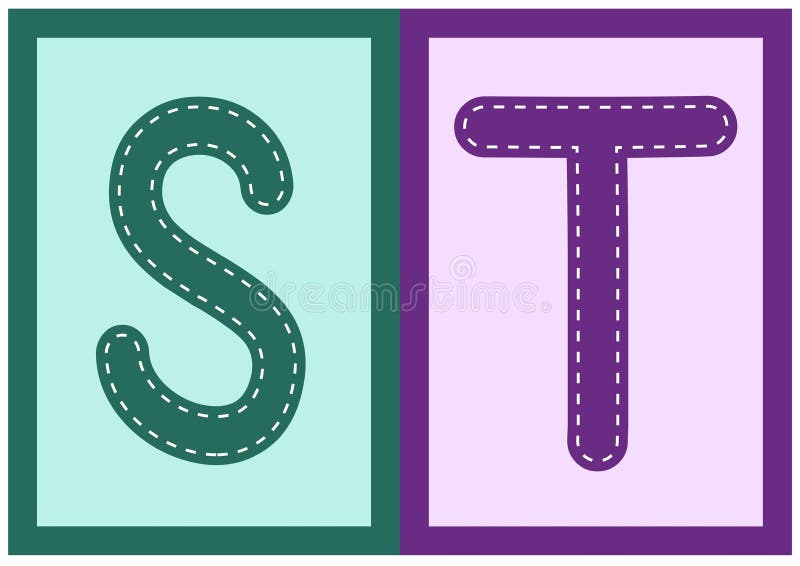 Colourful Stitched Letters Alphabet Flashcards - 1 Stock Illustration ...