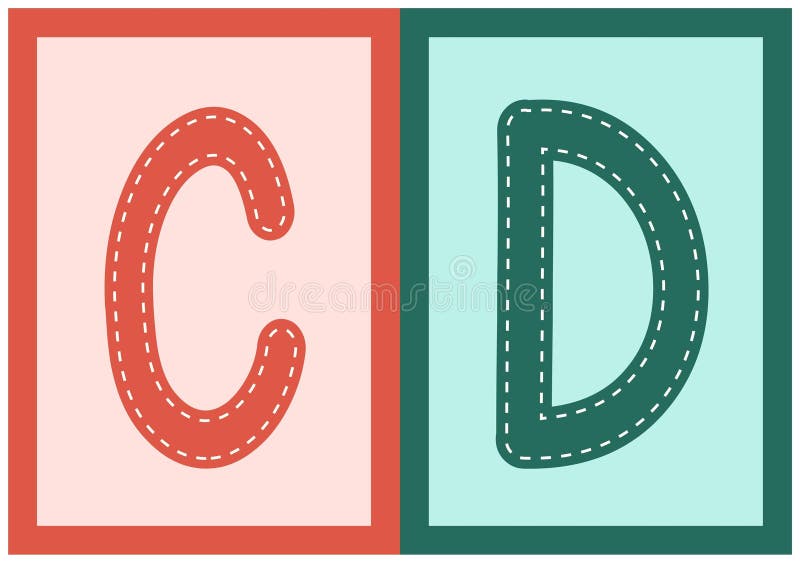 Colourful Stitched Letters Alphabet Flashcards - 1 Stock Illustration ...