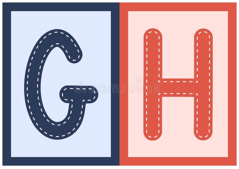 Colourful Stitched Letters Alphabet Flashcards - 9 Stock Illustration ...