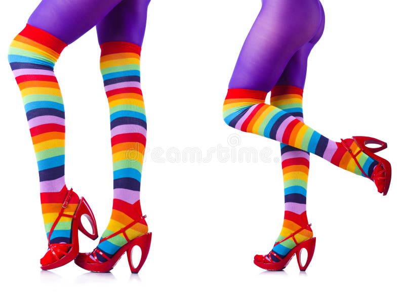 The Colourful Stockings Isolated on White Stock Image - Image of ...