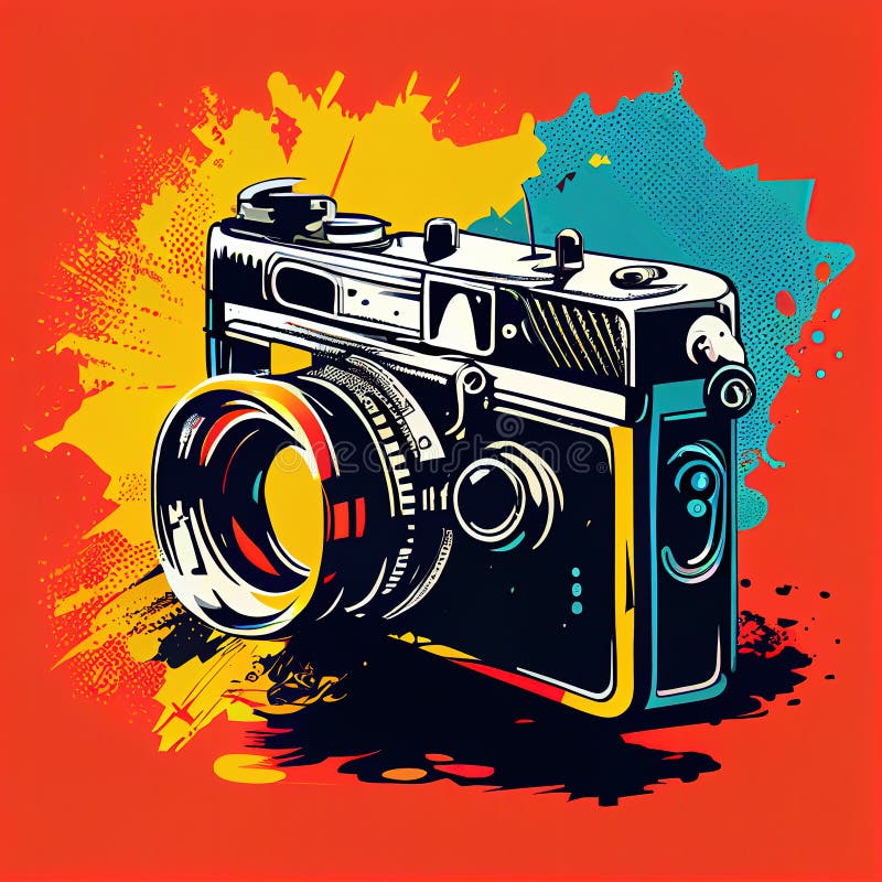 Colourful Retro Camera Pop Art, Generative AI Illustration Stock ...