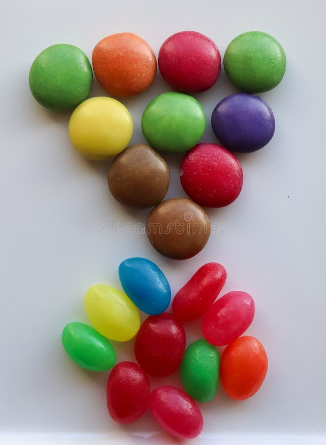 Colourful Sweets on White Background Stock Image - Image of beans ...