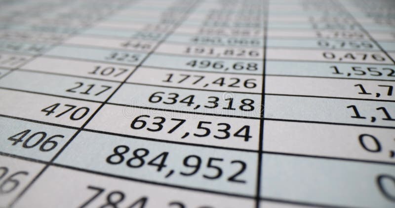 Colourful Table with Rows and Columns Filled with Costs Stock Video ...