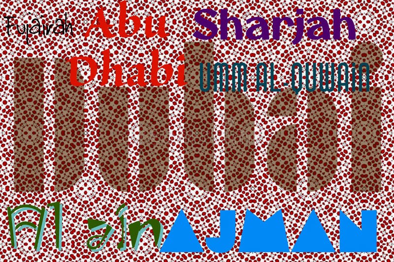 Colourful Texture Background of Names of Cities in the Uae Stock ...