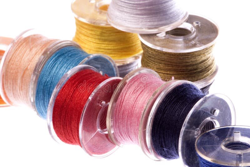 Colourful Thread Bobbins Macro Isolated Stock Image - Image of closeup ...