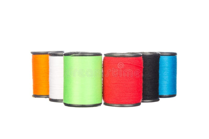 Colourful Thread Bobbins Macro Isolated Stock Photo - Image of threads ...