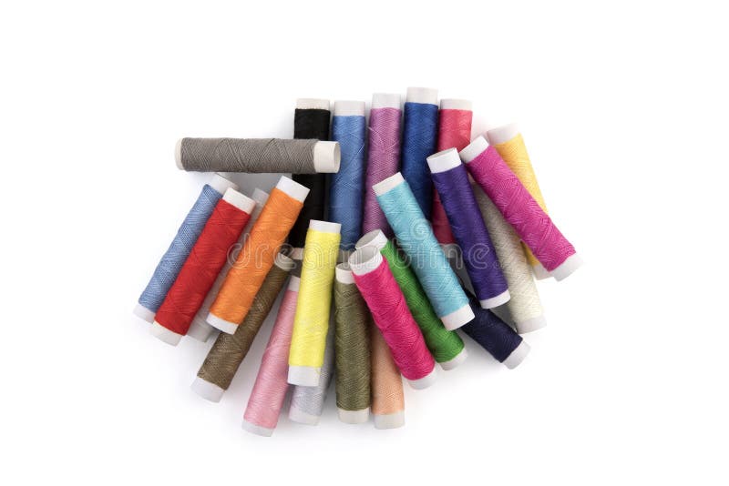 Colourful Thread Spools on White Background Stock Photo - Image of ...