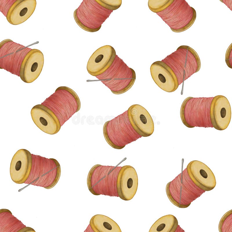 Colourful Thread Spools on a White Background, Seamless Pattern Stock ...