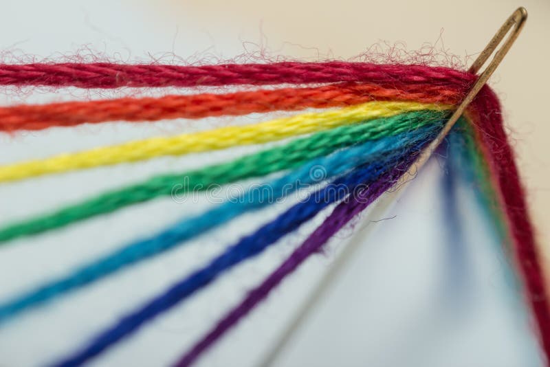 Colourful Threads in a Needle. Stock Image - Image of cloth, colored ...