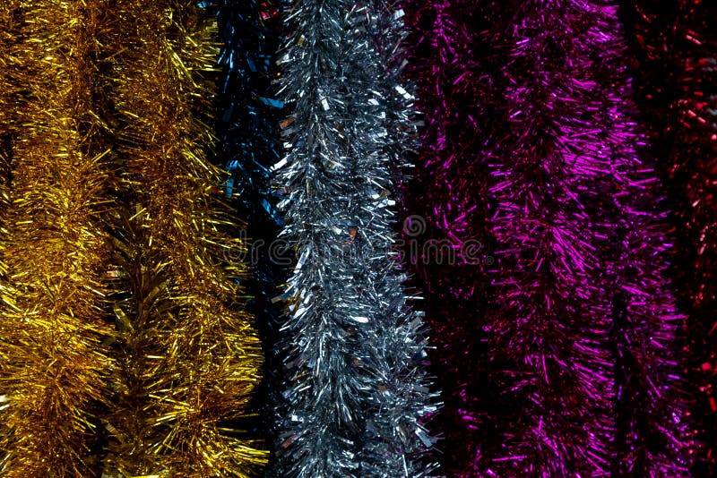 Colourful Tinsel in Rows at Christmas Time Stock Photo - Image of ...
