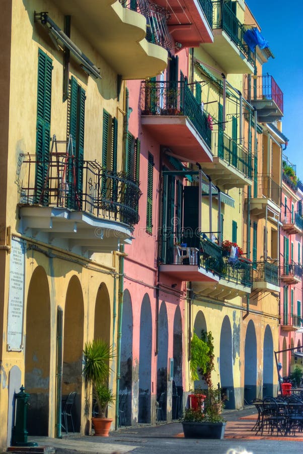 Colourful Town stock photo. Image of balcony, yellow - 21875578