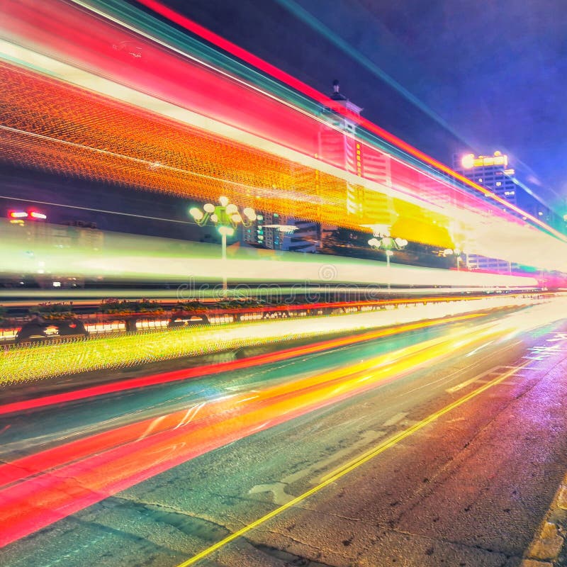 Colourful Traffic Light Trails Stock Photo - Image of street ...