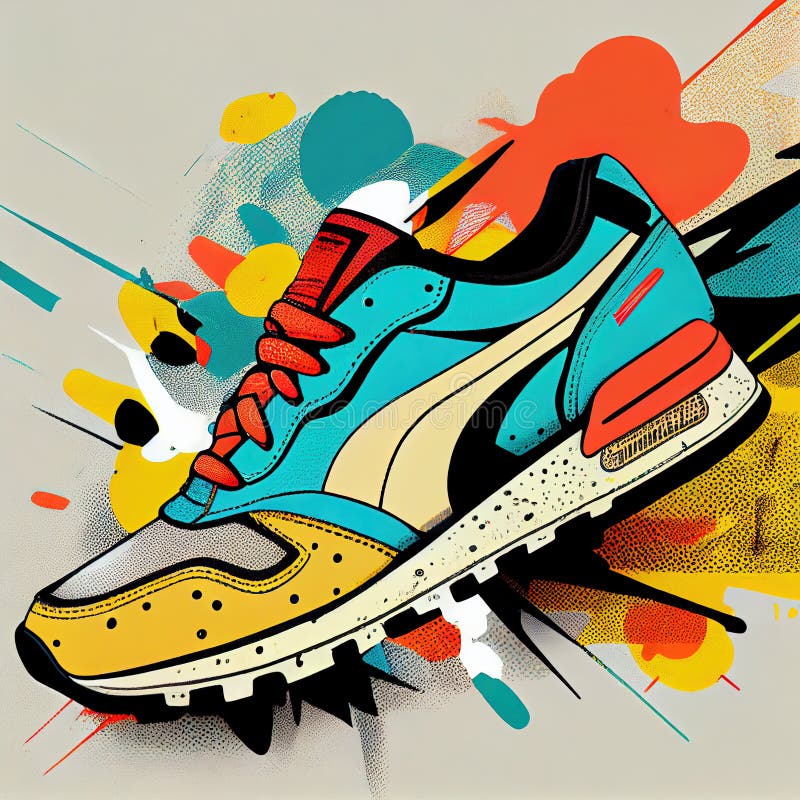 Colourful Trainer Shoe Pop Art Style Generative AI Illustration Stock ...