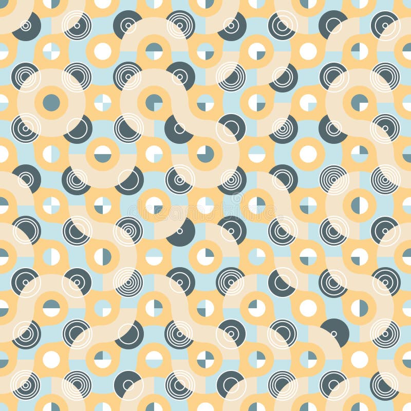 Colourful Truchet Seamless Vector Pattern with Random Tiled Wavy Shapes ...
