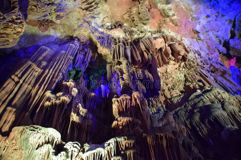 Colourful Cave Rock Formations. Guilin, China. Stock Photo - Image of ...