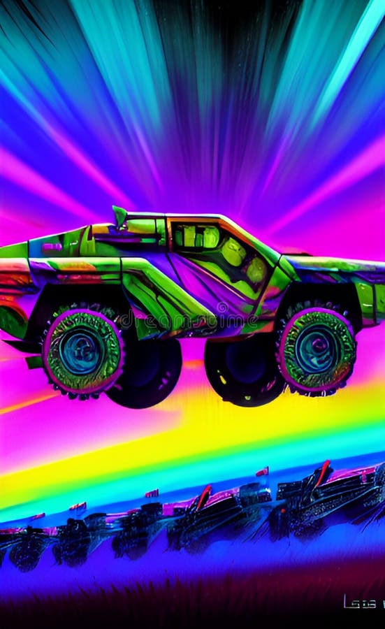 Colourful vehicle on air stock illustration. Illustration of painting ...