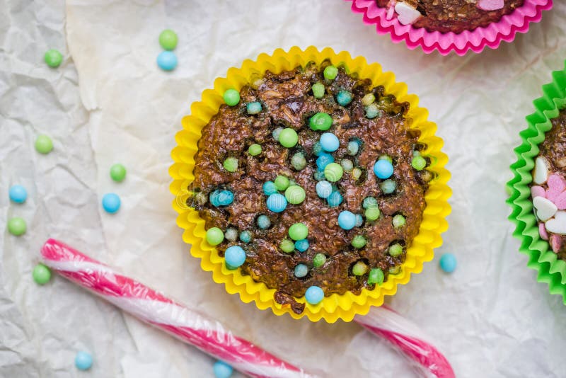 Colourful Vertigo Muffins Different Colors Stock Photo - Image of dish ...