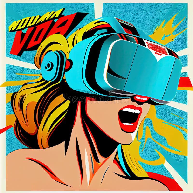 Colourful VR Headset Generative AI Illustration Stock Illustration ...