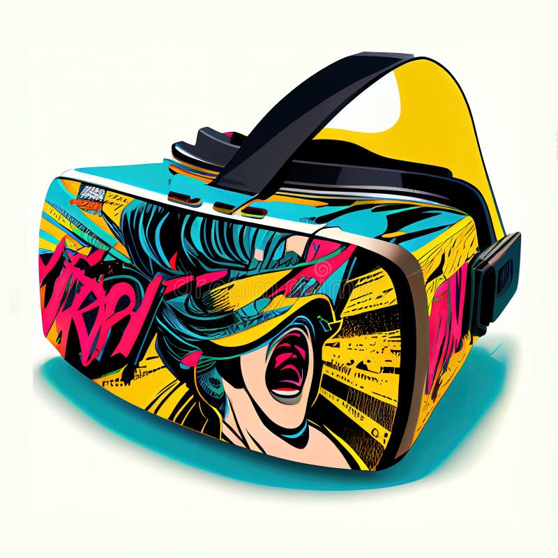 Colourful VR Headset Generative AI Illustration Stock Illustration ...