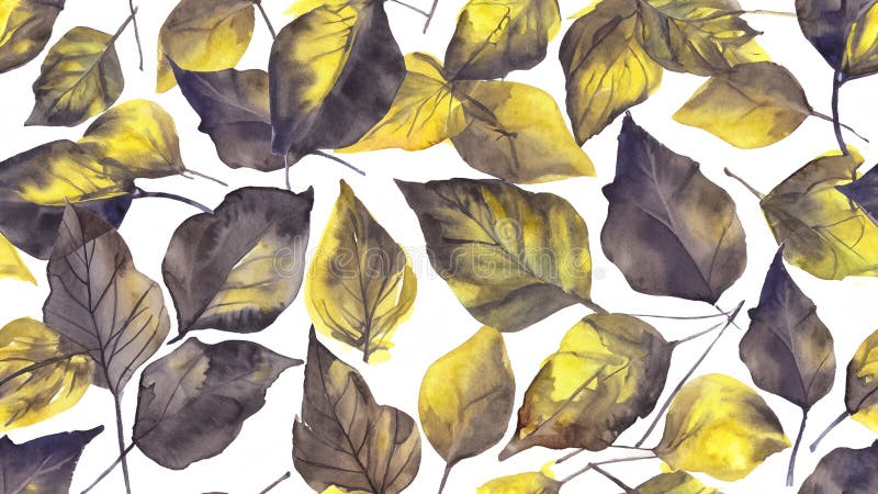 Colourful Watercolor Seamless Pattern Leaves on White Background. Stock ...