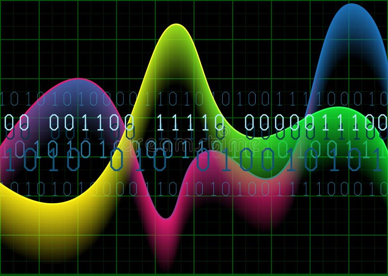 Colourful Waves and Numbers on Black Grid Background Stock Vector ...