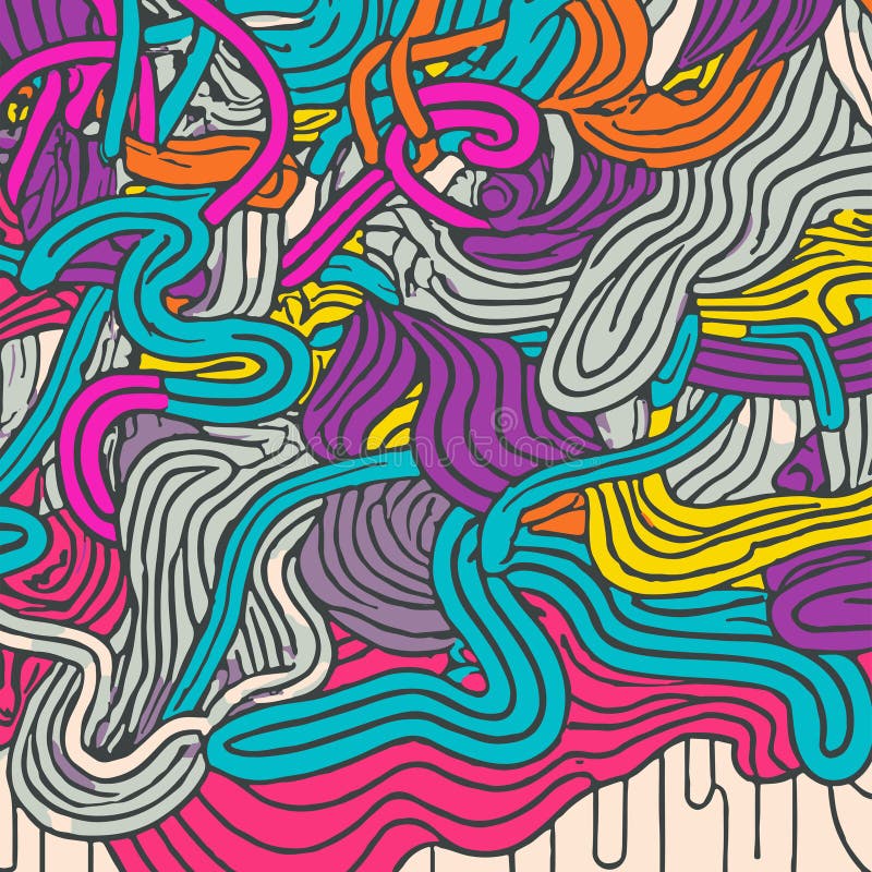 Colourful Waves Outlined Doodles Stock Vector - Illustration of texture ...