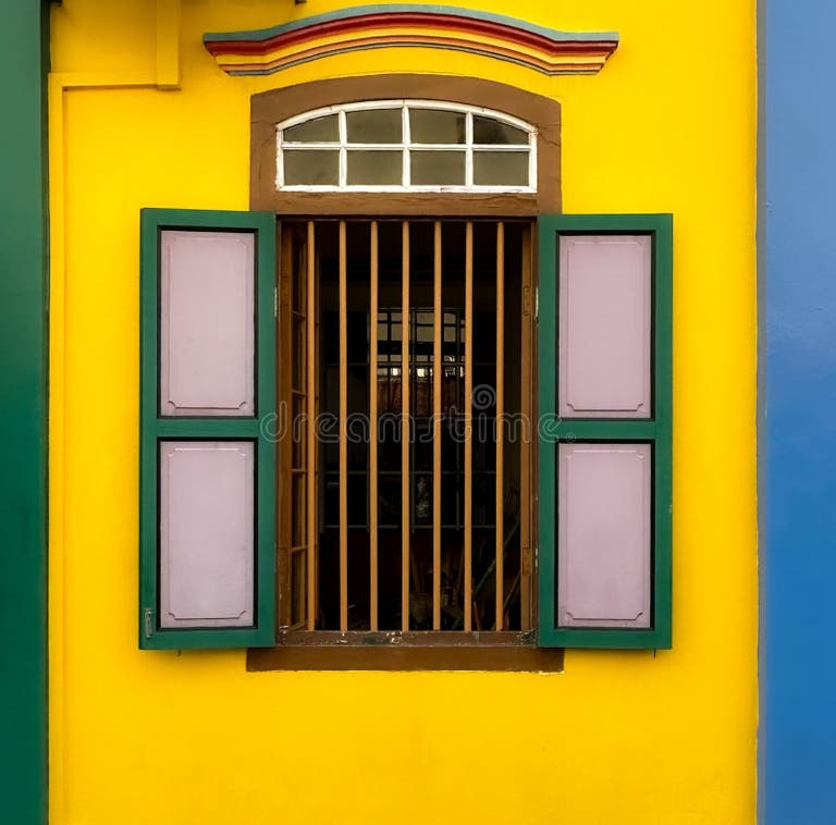 Colourful window stock photo. Image of blue, house, architecture ...