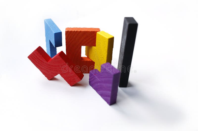Colourful Wooden Puzzle Blocks on White Background Stock Photo - Image ...