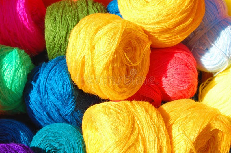 Rolled Wool Yarn Balls Together Stock Photo - Image of yellow, numerous ...