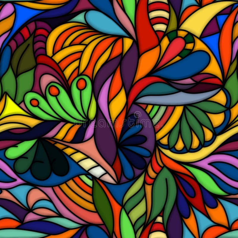 Colourful Zentangle Doodle Seamless Pattern. Stock Illustration ...