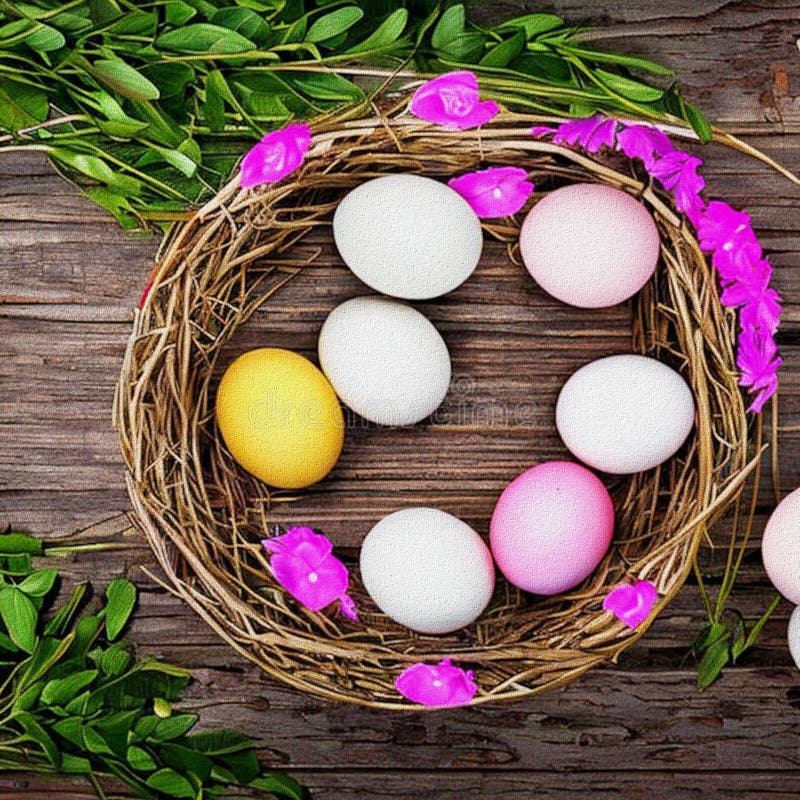 Colourfull Background with Eggs and Bunnies Stock Photo - Image of ...