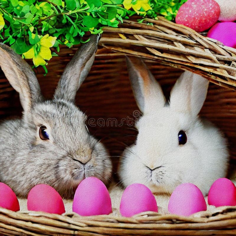 Colourfull Background with Eggs and Bunnies Stock Photo - Image of ...