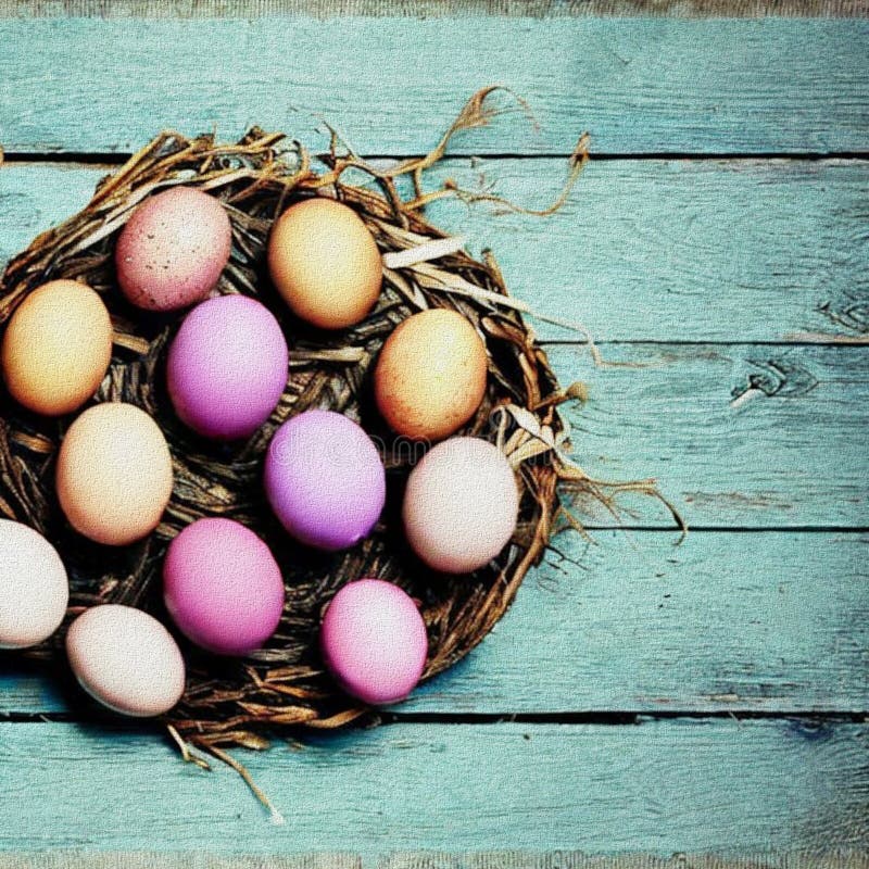Colourfull Background with Eggs and Bunnies Stock Photo - Image of ...