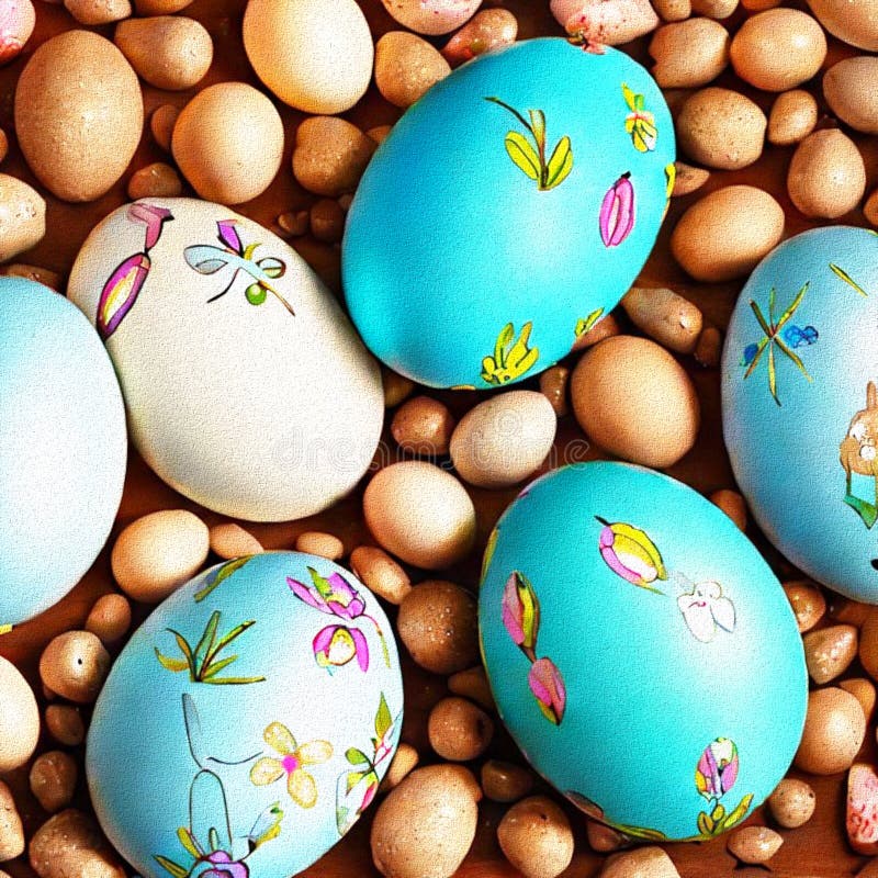 Colourfull Background with Eggs and Bunnies Stock Photo - Image of ...