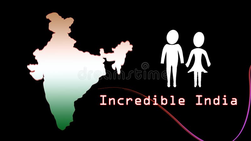 Colourfull Incredible India Map Vector Image Neon Light on Dark ...