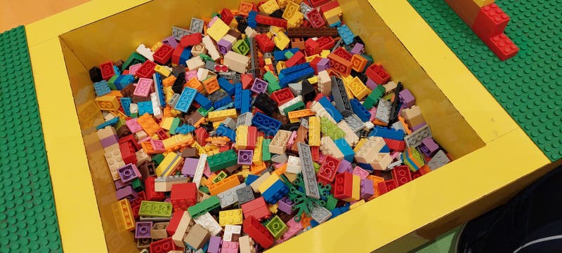 Colourfull Lego in the Yellow Box Stock Image - Image of colourfull ...
