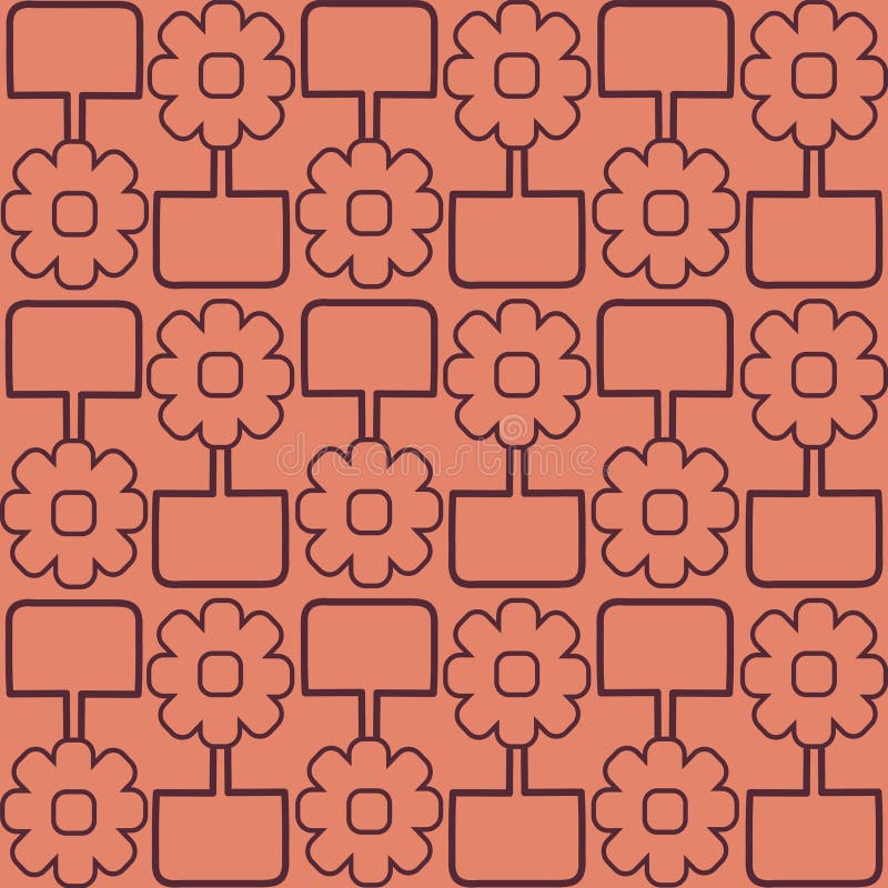 Colourfull Retro Flowers and Pots ,seamless Pattern ,prints Background ...