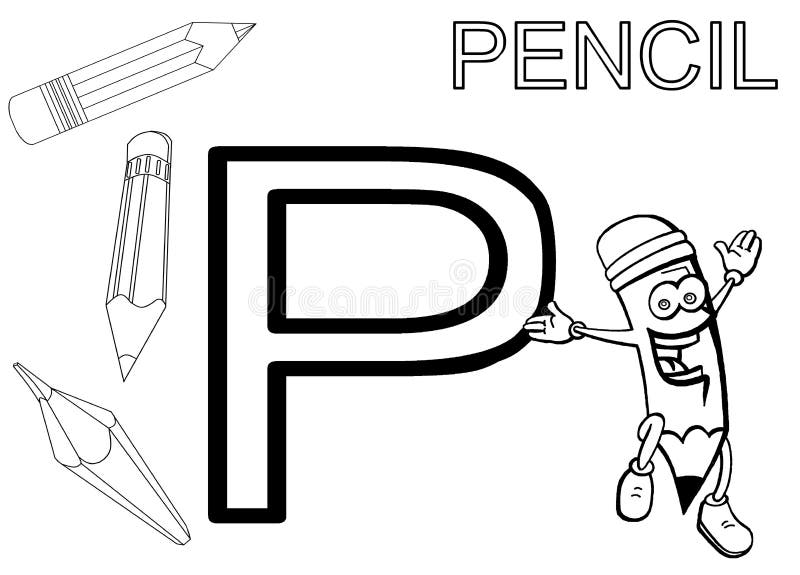 Colouring Alphabet - P is for Pencil Stock Illustration - Illustration ...