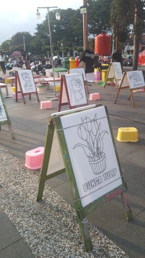 Colouring Challenge in Town Square Stock Image - Image of town ...