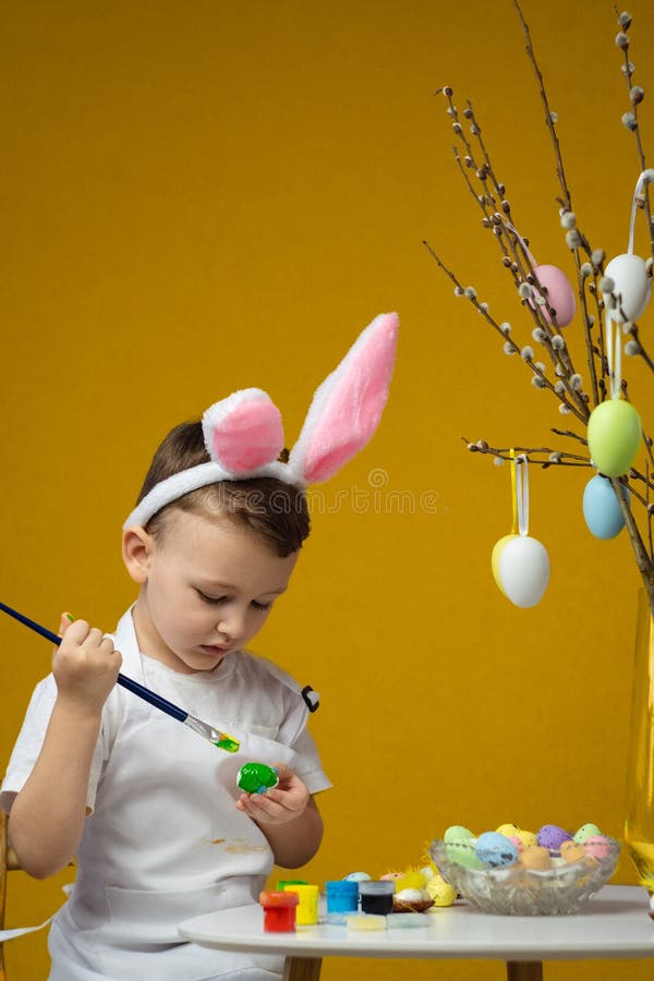 Colouring Eggs for Easter Time at Home. Vertical Photo Stock Image ...