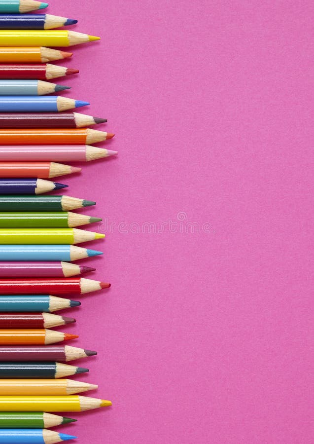 Colouring Pencil Border - Pink Stock Photo - Image of pencils, pink ...