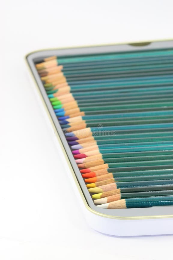 Colouring pencils in tin stock photo. Image of neat, professional ...